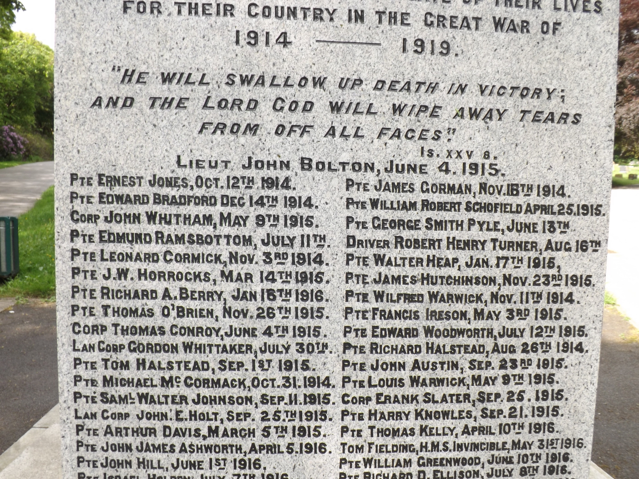 Rawtenstall Municipal War Memorial - War Memorials Online